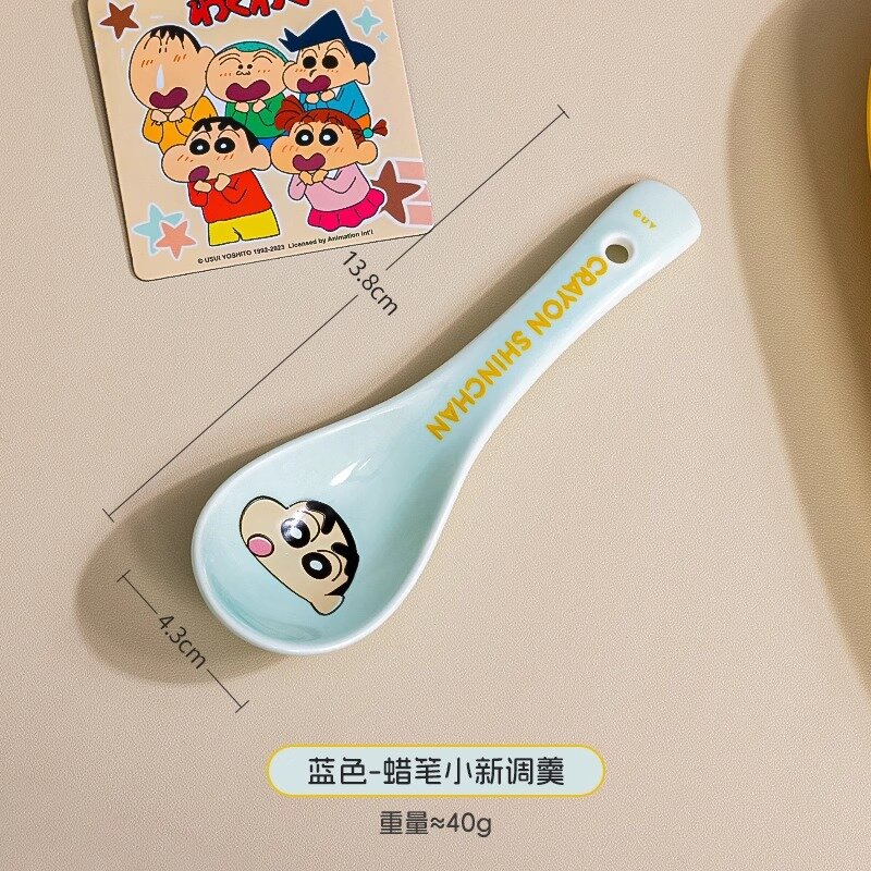 Керамическая ложка Crayon Shin-chan, мультяшная маленькая ложка, домашняя высококачественная маленькая суповая ложка, детская ложка для еды, суповая ложка оптом
