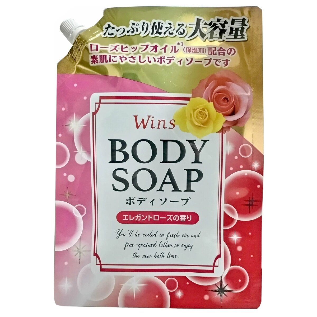 Крем-мыло Nihon для тела Wins Body Soap Rose, с розовым маслом и богатым ароматом, 900 г