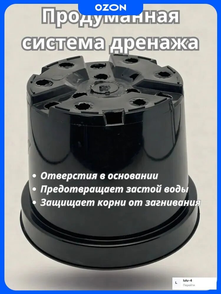 Горшок для цветов 7 л, 20.5 см, 10 шт, цвет черный