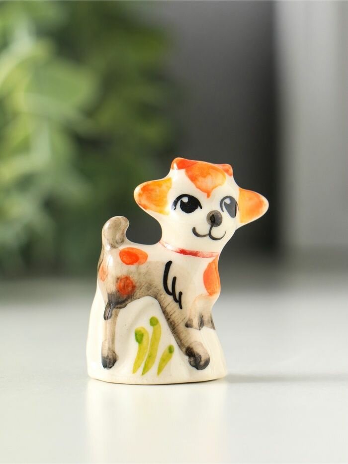 Фигурка фарфор Козлик Пупс , 4 см, гжель, цветная
