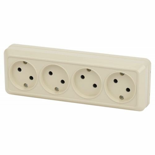 Розетка 4-м ОП Quadro 2-207-02 16А IP20 250В 4х2P сл. кость Intro Б0053831