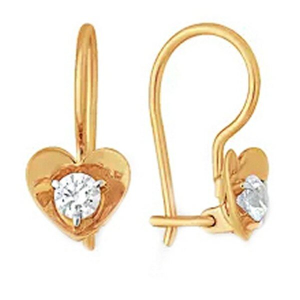 Серьги, красное золото, 585 проба, фианит