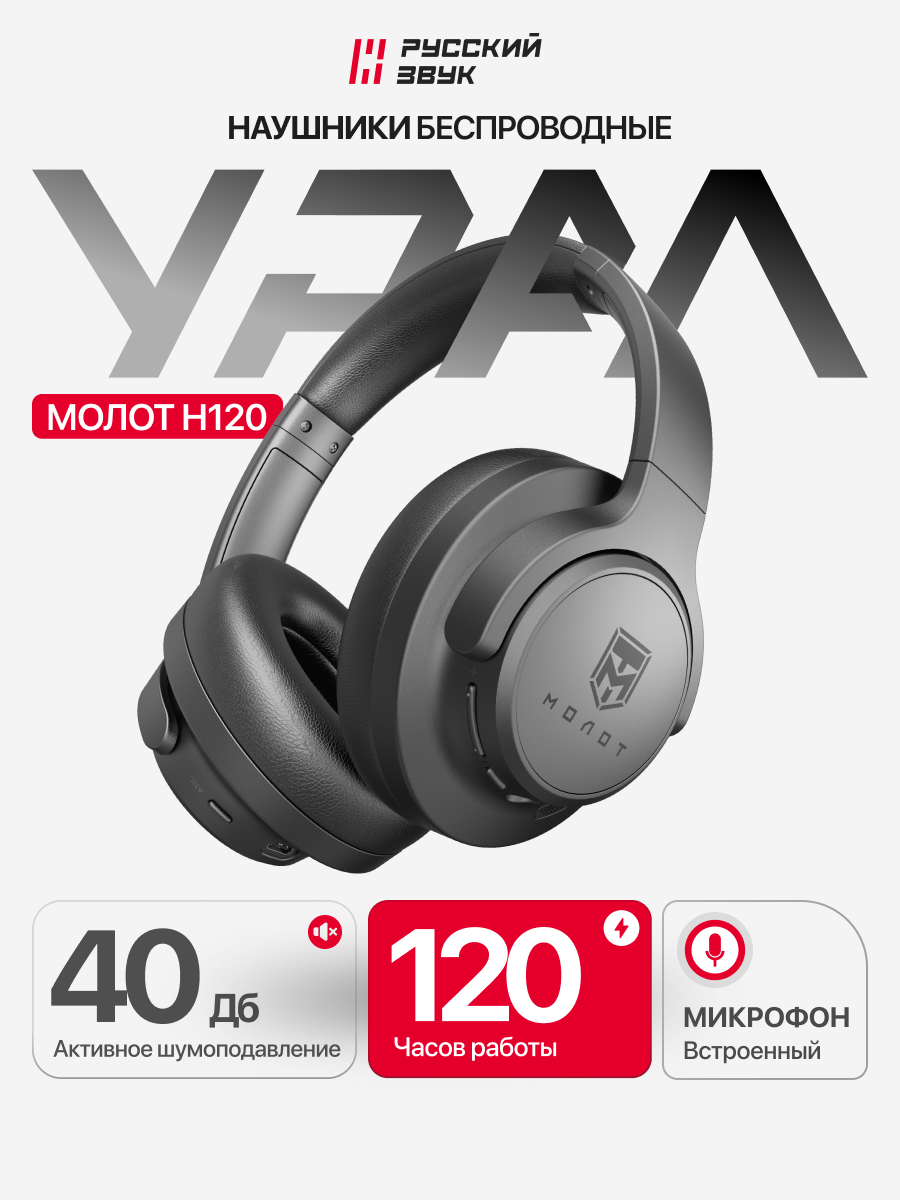 Наушники Урал Молот Н120, активное шумоподавление, до 120 ч работы, Type-C