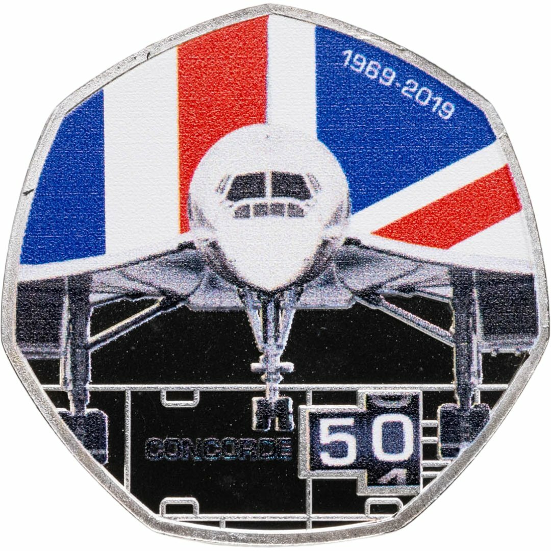 Соломоновы Острова 20 центов 2019 "50 лет Конкорду - Вид спереди", Мельхиор медь-никель, в сохранности BUNC