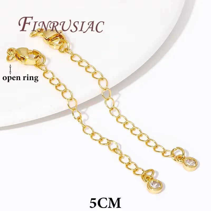 Цепочки-удлинители для украшений FINRUSIAC, латунь с золотым 5 Pieces, 18K Real Gold Plated