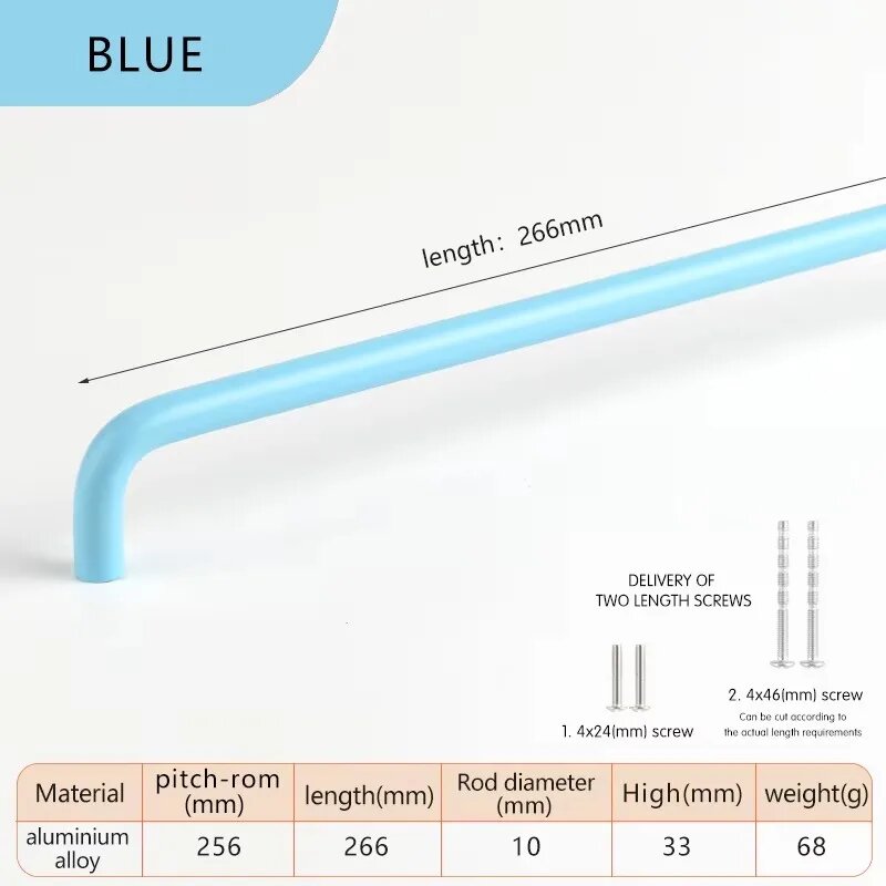 Ручка для шкафа Blue, 266mm, алюминий