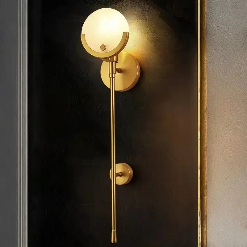 Золотой настенный светильник с мрамором, tricolor light, L, COPPER
