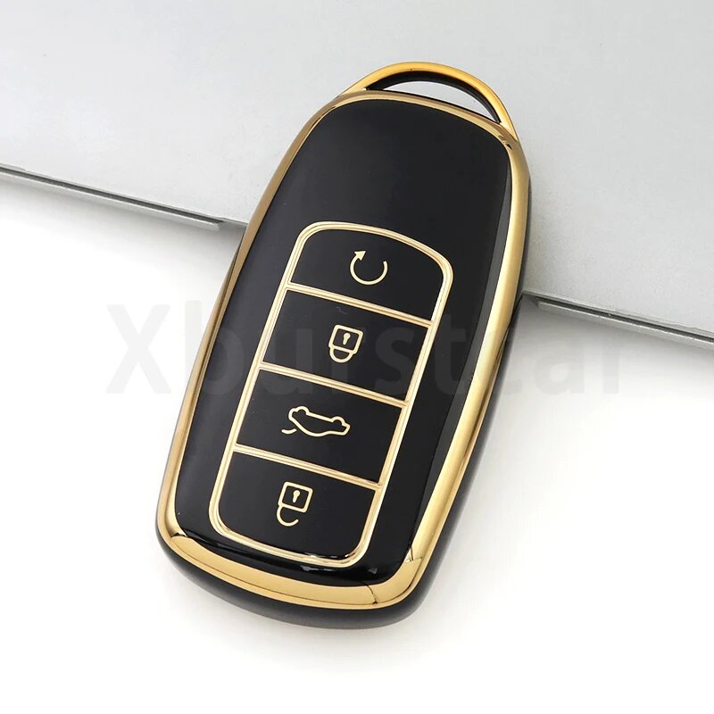 Чехол для ключа Chery Tiggo, черный с золотом