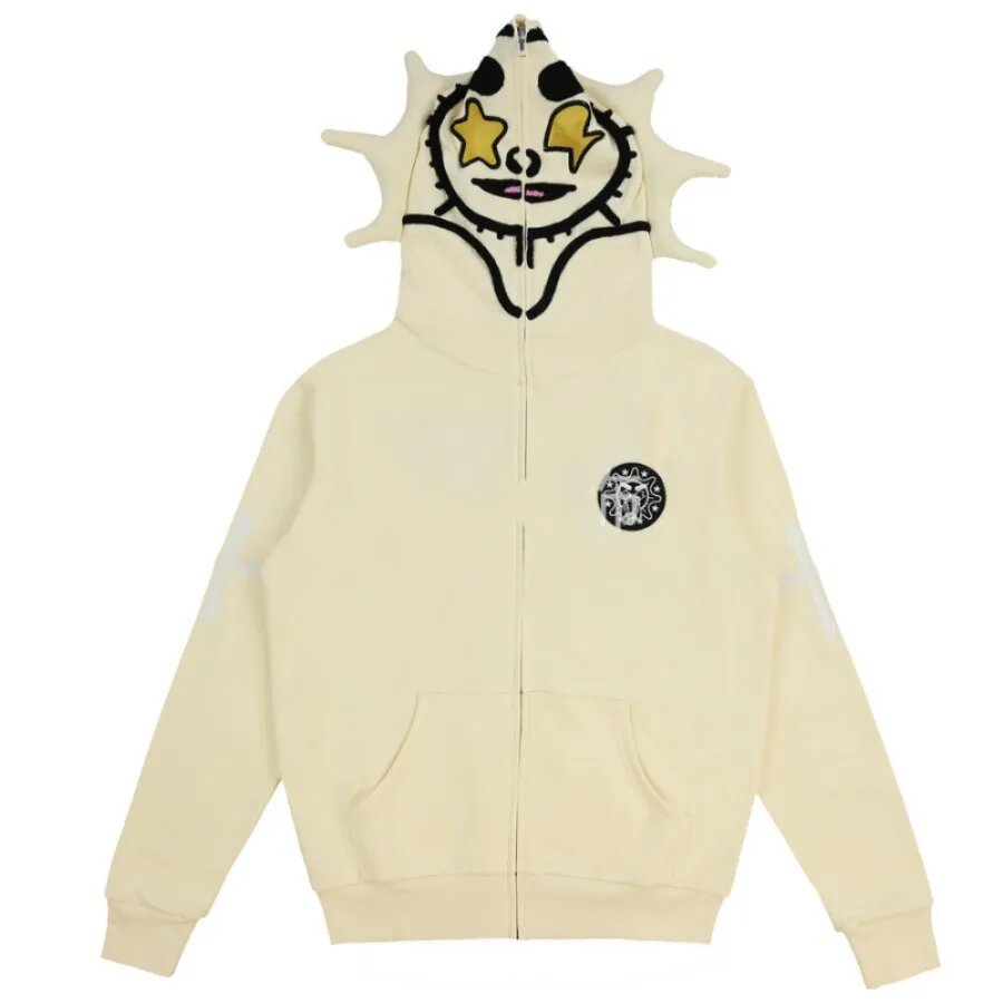 Худи с капюшоном и принтом, бежевый, 5XL, Color: 7