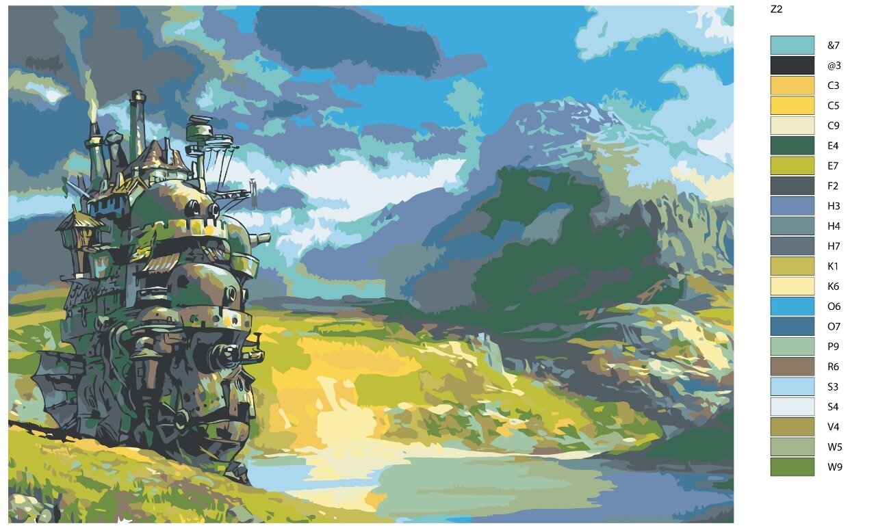 Картина по номерам Z2 "Замок и горы", 40x60 см