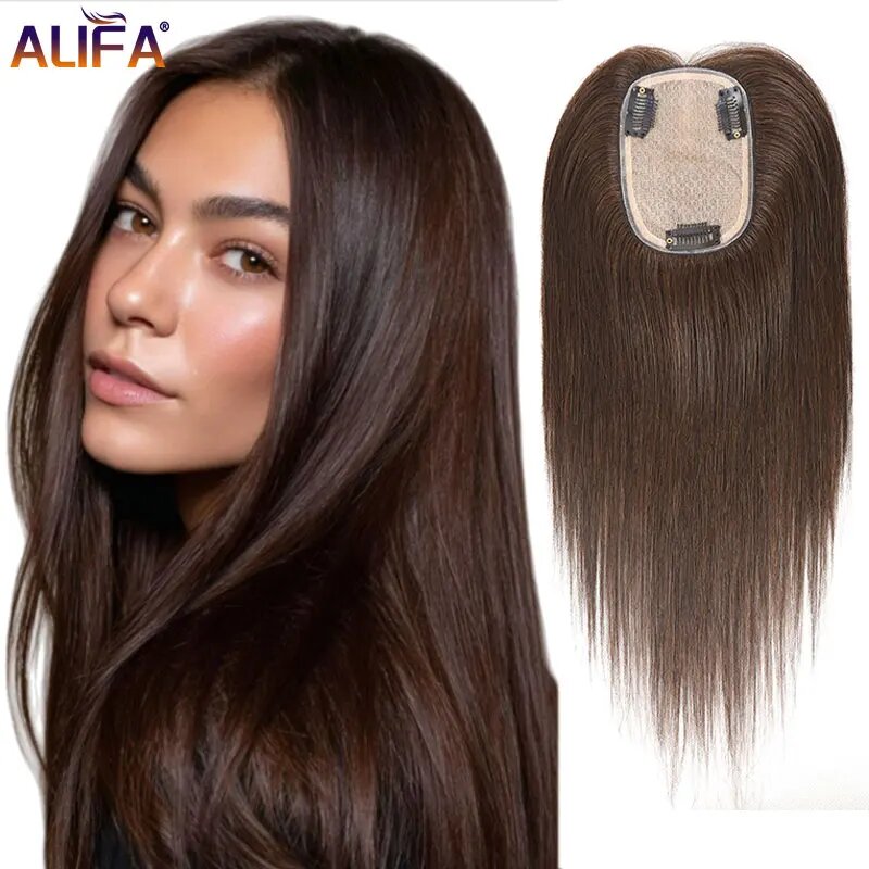 Женские топперы из натуральных волос ALIFA Brown 35cm