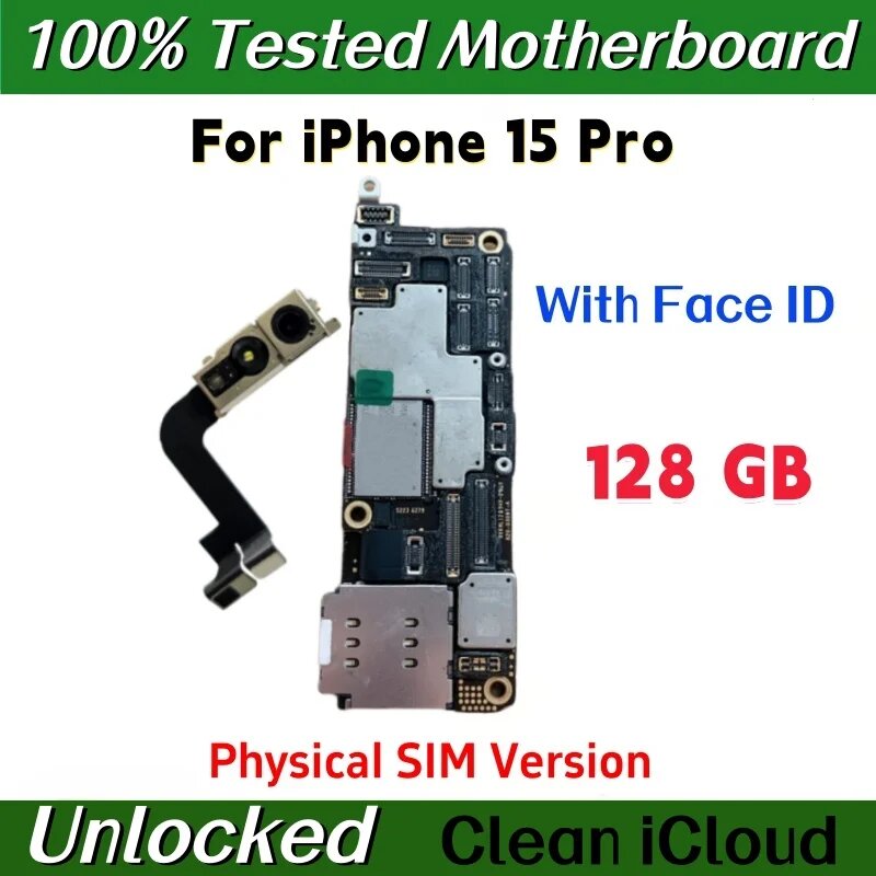 Разблокированная аутентичная материнская плата для iPhone 15 Pro Max 15 Plus SIM 15Pro-128G Face