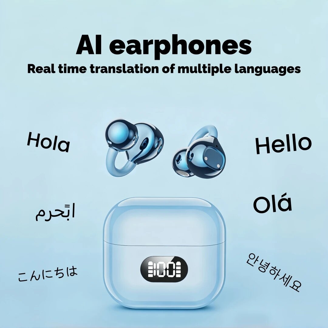 Беспроводные наушники AI Translator, синий