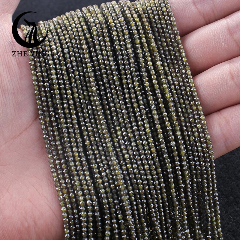 Бусины кубический цирконий 2 мм, цвет 12. Dark olive green