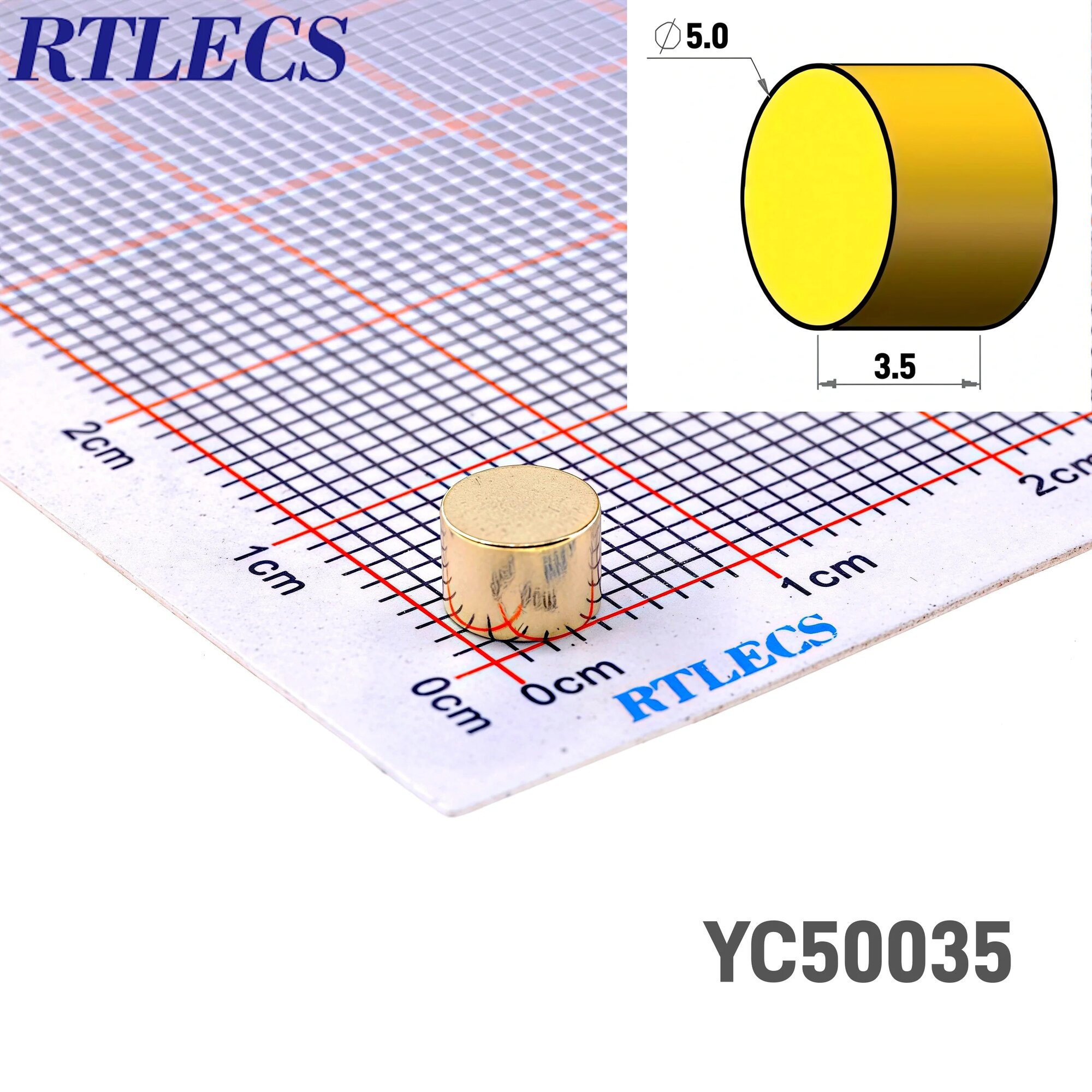 Диск контактный RTLECS YC50035 золотистый 5x3.5 мм, 10шт