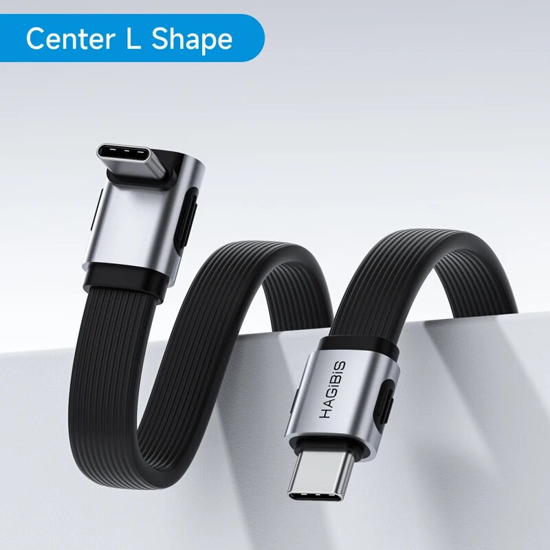 Hagibis USB C — USB C Кабель под прямым углом USB Type C Зарядное устройство 0.25m, Center L Plug