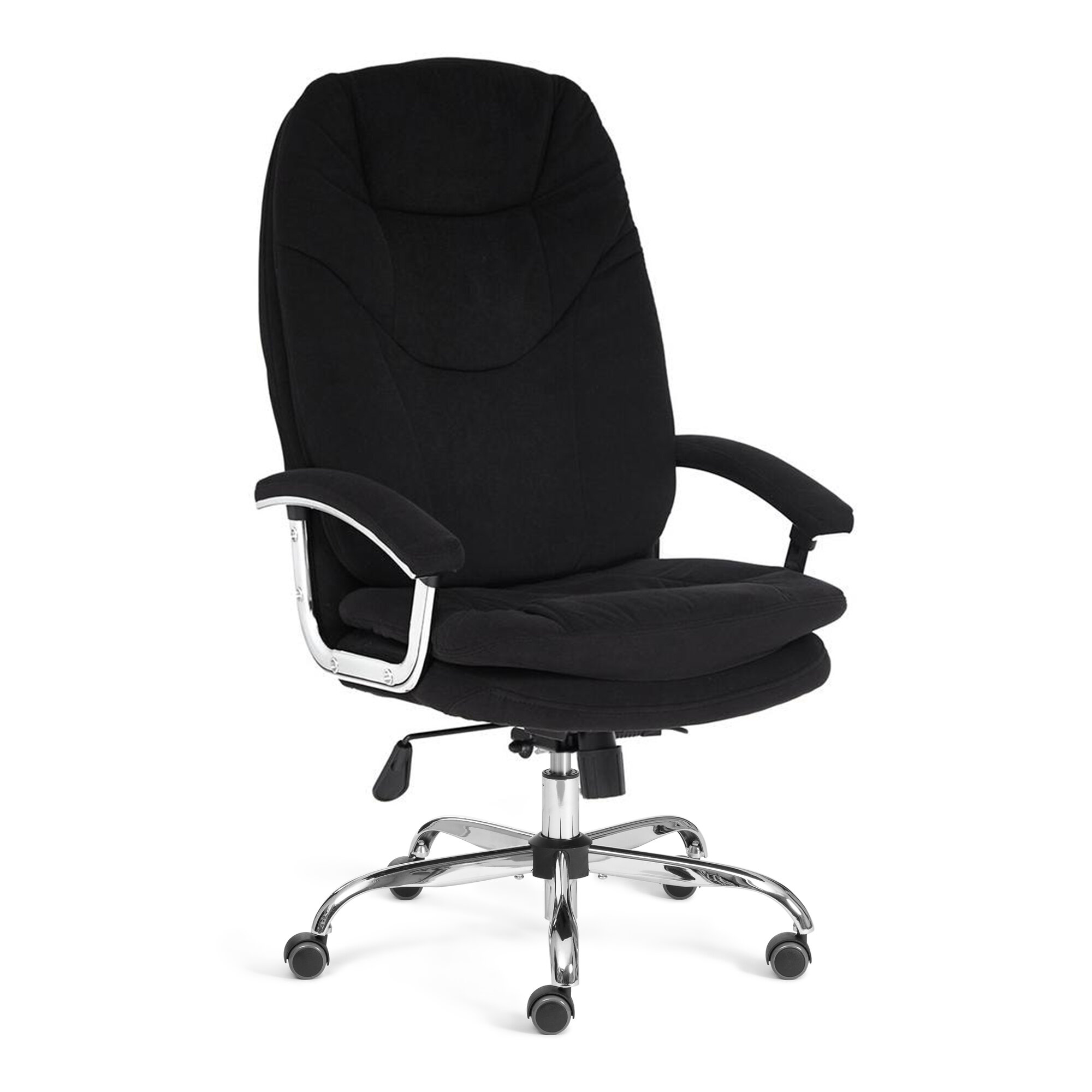 Кресло компьютерное TetChair для руководителя, обивка флок, чёрное, хромированная крестовина, до 120 кг