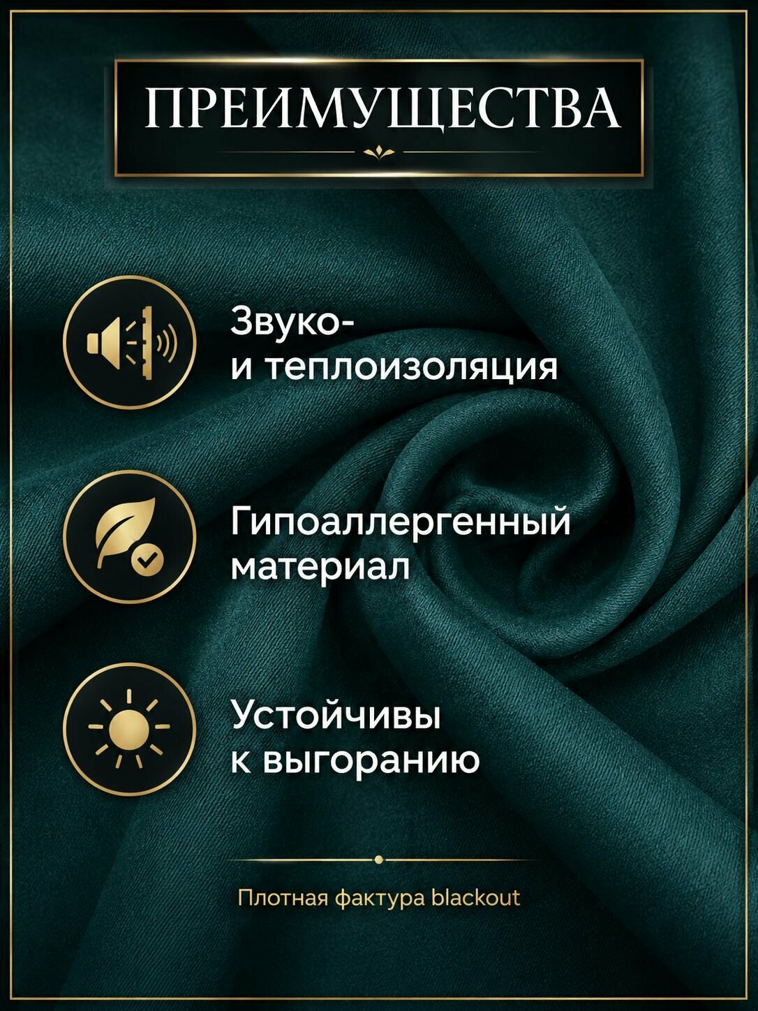 Шторы блэкаут на люверсах зеленые 400х250 см, для спальни и гостиной