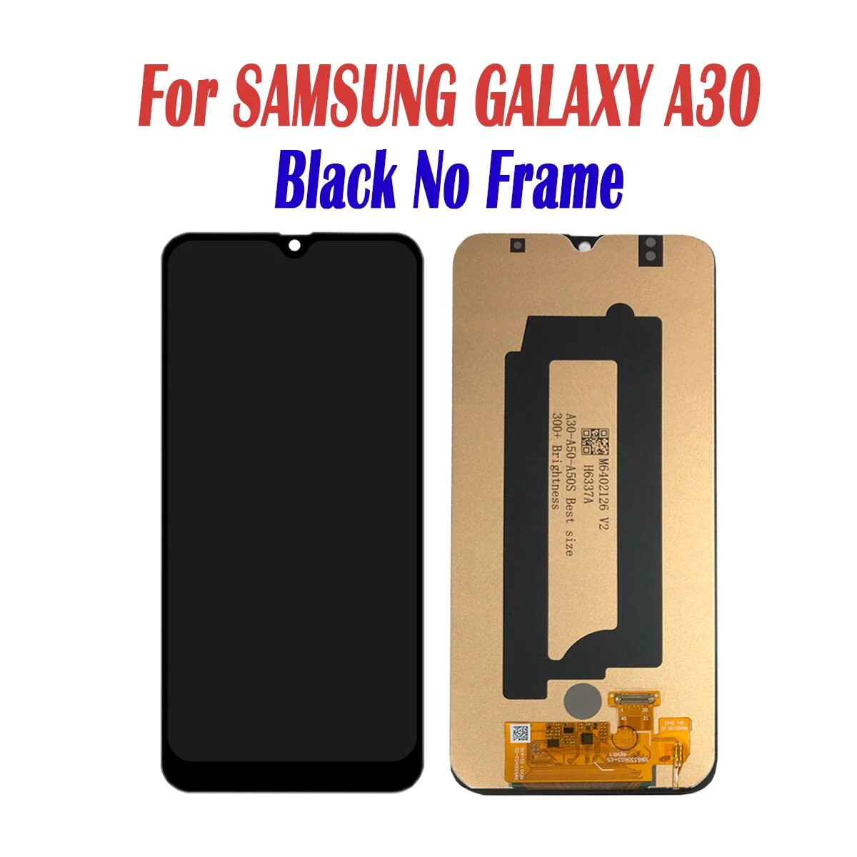 SUPER ЖК-экран с рамкой для Samsung Gaxlay A30, ЖК-дисплей, дигитайзер Черный, Black No Frame