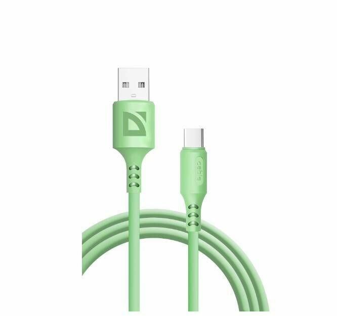 USB-кабель DEFENDER F207 TypeC, 1м, 2.4А, силикон, зелёный (87106GRN)