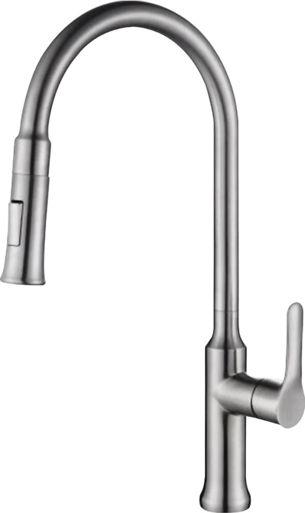 Смеситель для кухни BelBagno BB-LAM38-IN с поворотным изливом, матовый, однорычажный, нержавеющая сталь, с керамическим картриджем