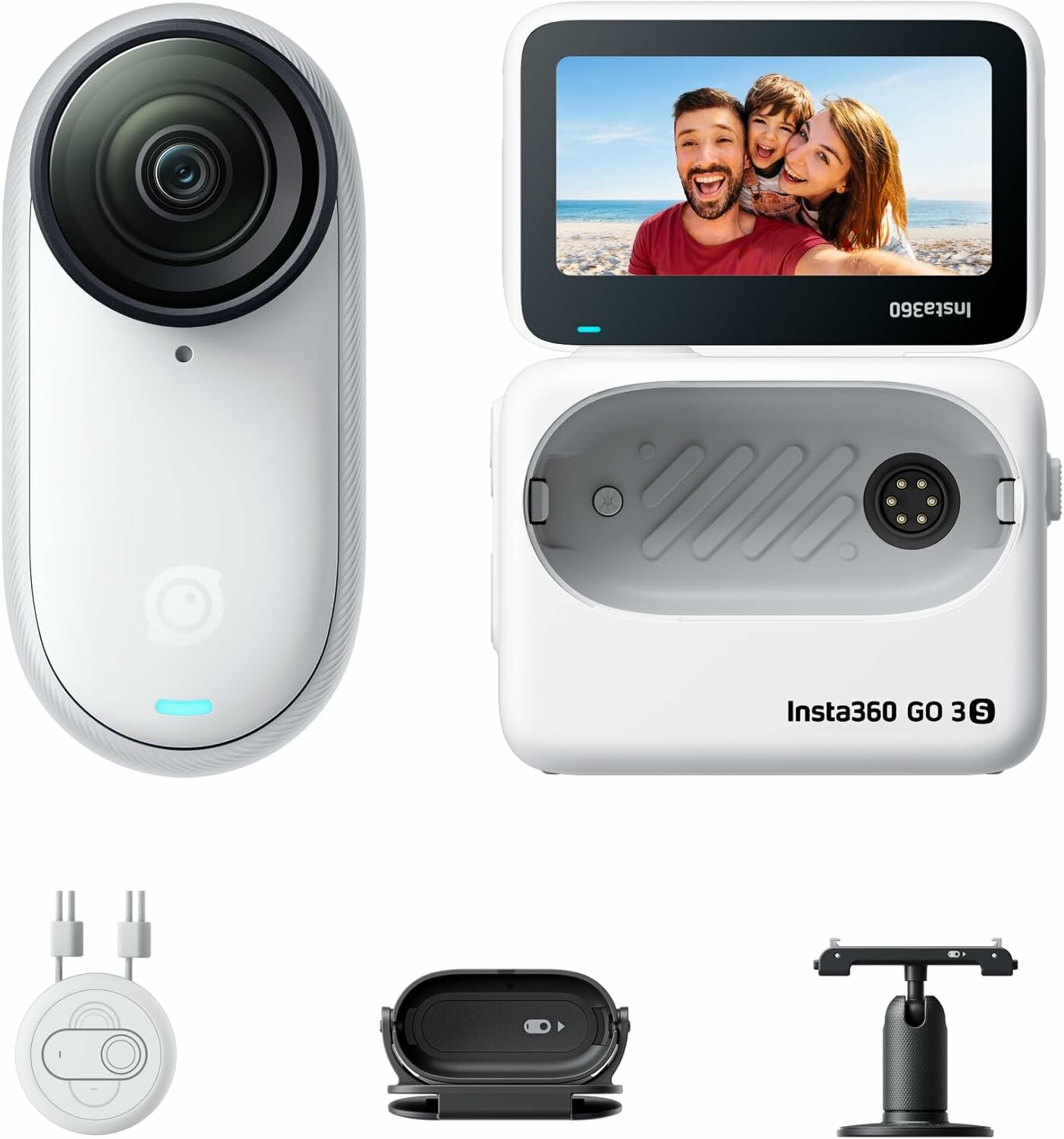 Экшн-камера Insta360 GO 3S 64GB Белая, сверхкомпактная 4K, стабилизация FlowState, официально восстановленная