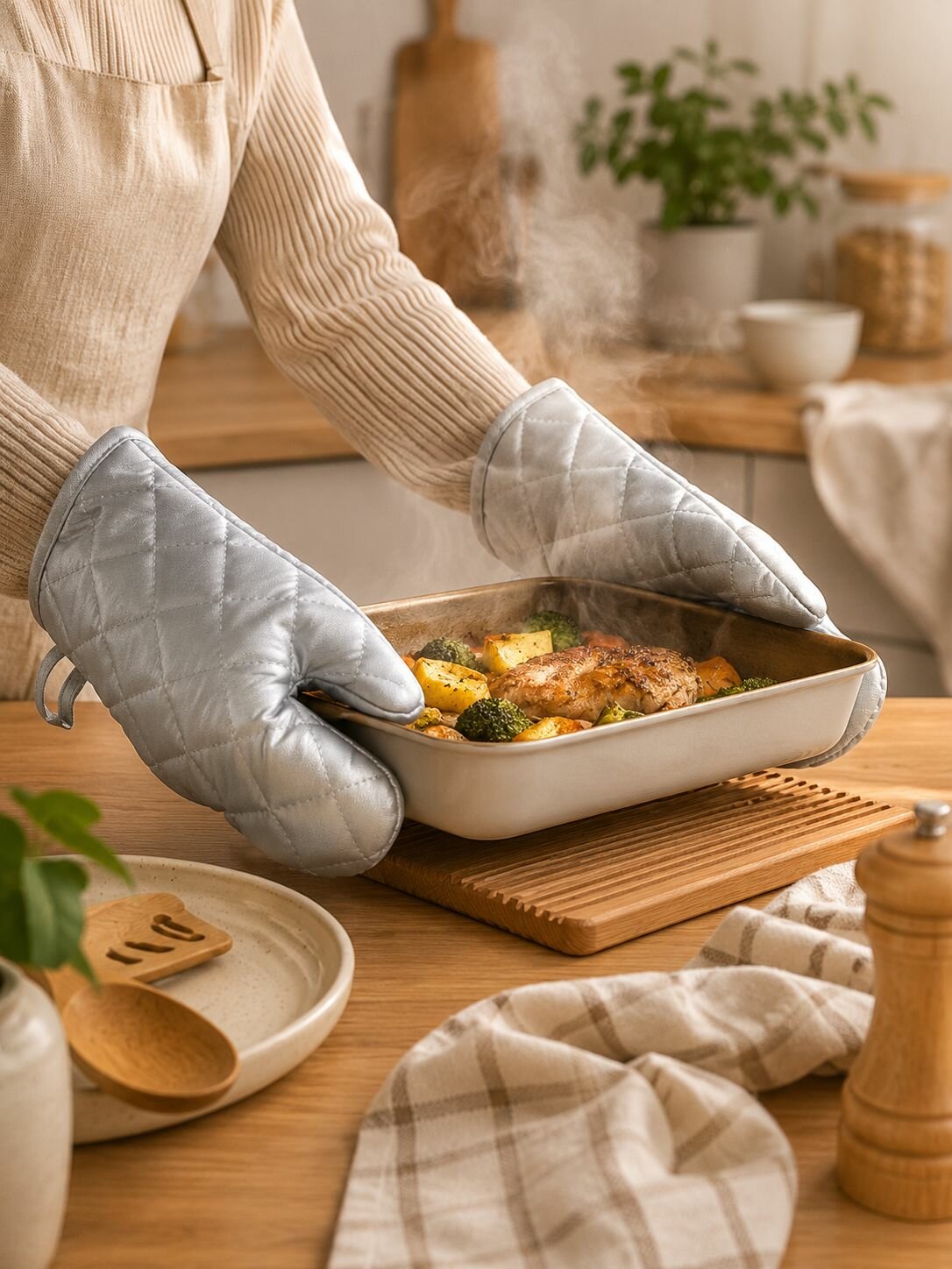 Прихватка рукавица для кухни 2 шт. Серебро серебряные кухонные рукавицы пара