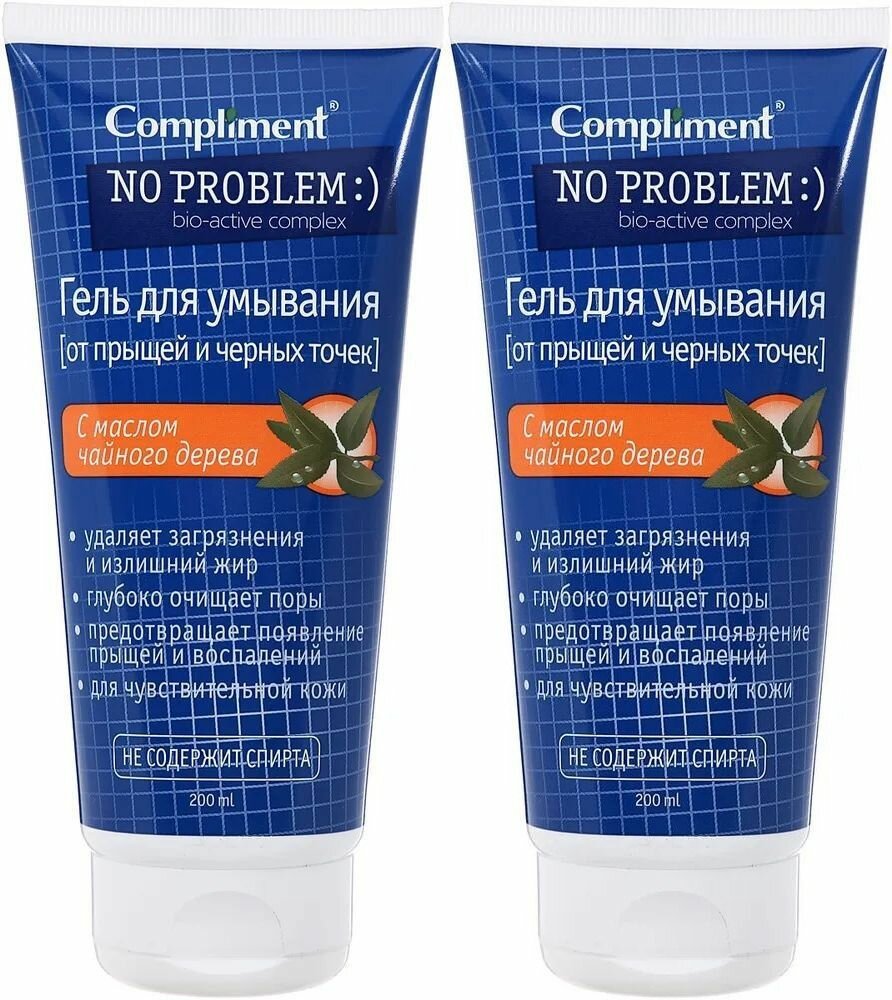 Compliment Гель для умывания No Problem с маслом чайного дерева, 200 мл, 2 шт /
