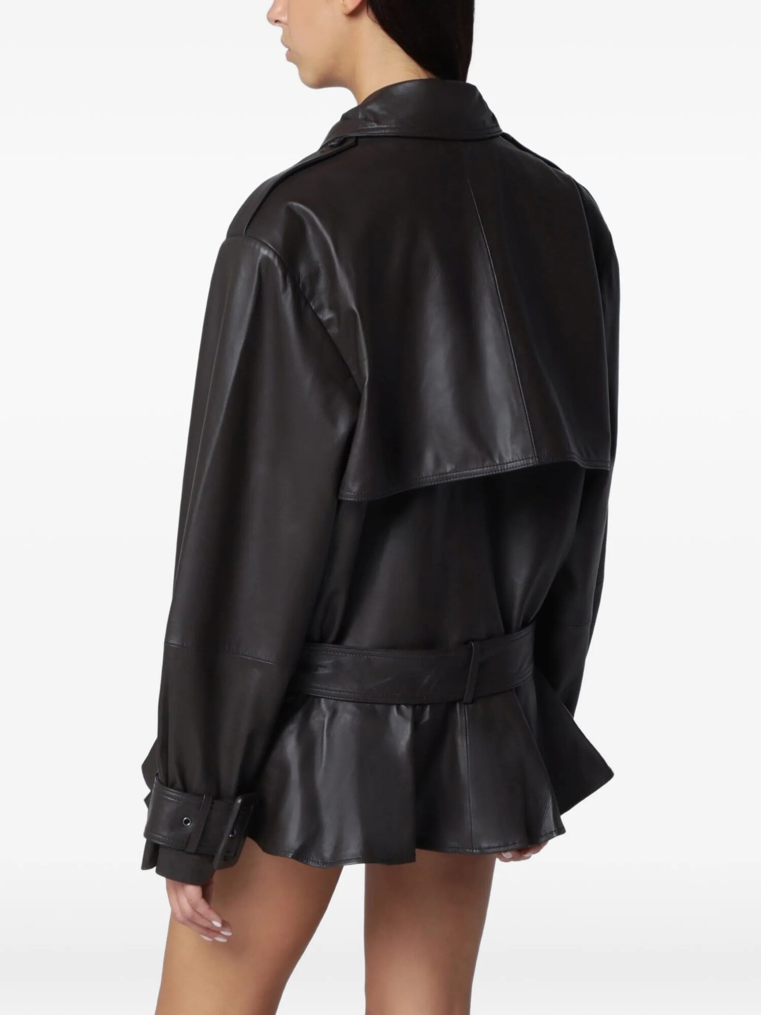 Куртка ROTATE Biker leather jacket dark brown, размер 36 — фото 1