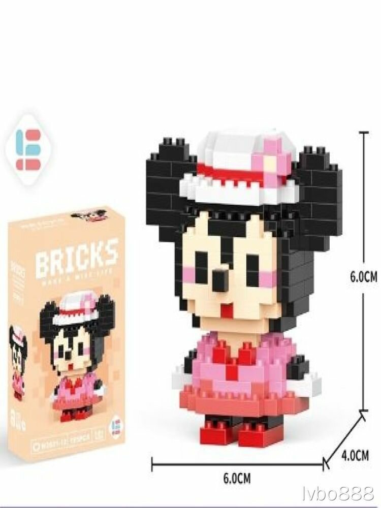 Кубики BRICKS Минни Маус 3D-пиксельный конструктор 6x6x4 см, для детей, сборка