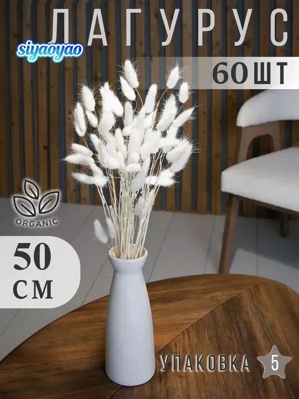 Сухоцветы Сухоцвет, 50 см, 60 гр, 60 шт