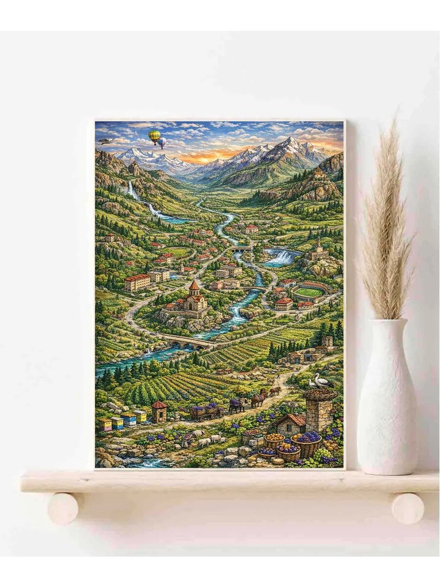 Вайк, Армения, Fantasy Map, Карта, Плакат 30x42см