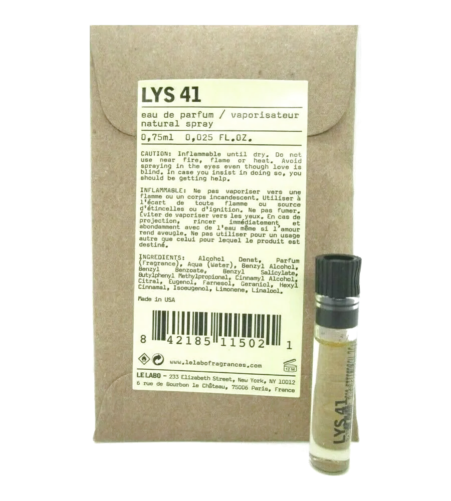 Le Labo Lys 41 сэмпл парфюмерной воды 0.75 мл женской - Лилия 41 миниатюра аромата