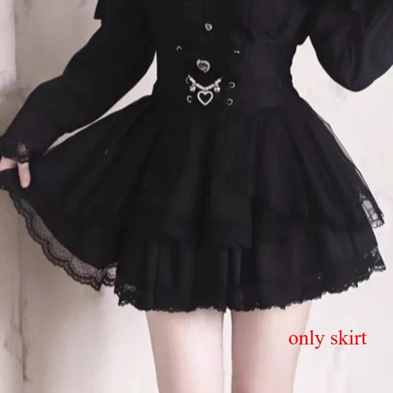 Женская японская блузка лолита полиэстер L, 2262 Black skirt