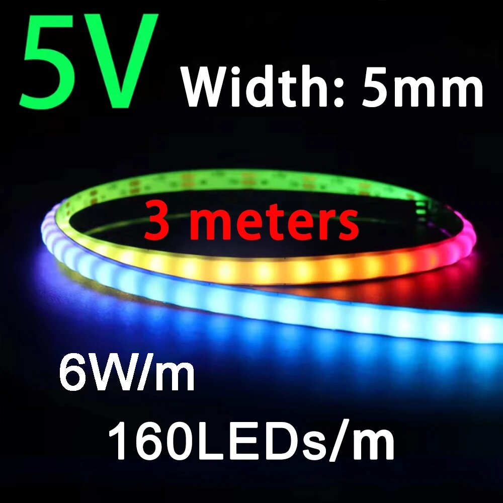 KNOW SHINE Светодиодная лента RGB 5мм 5V 3m 480LEDs