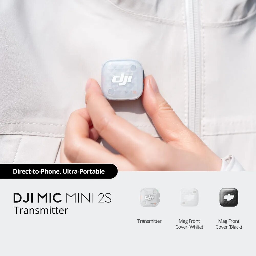 DJI Микрофон универсальный DJI Микрофон для мобильного устройства DJI Mic Mini2S(1*Transmitter), Высококачественный звук, стабильная передача, активное шумоподавление, две регулируемые передачи, светло-серый