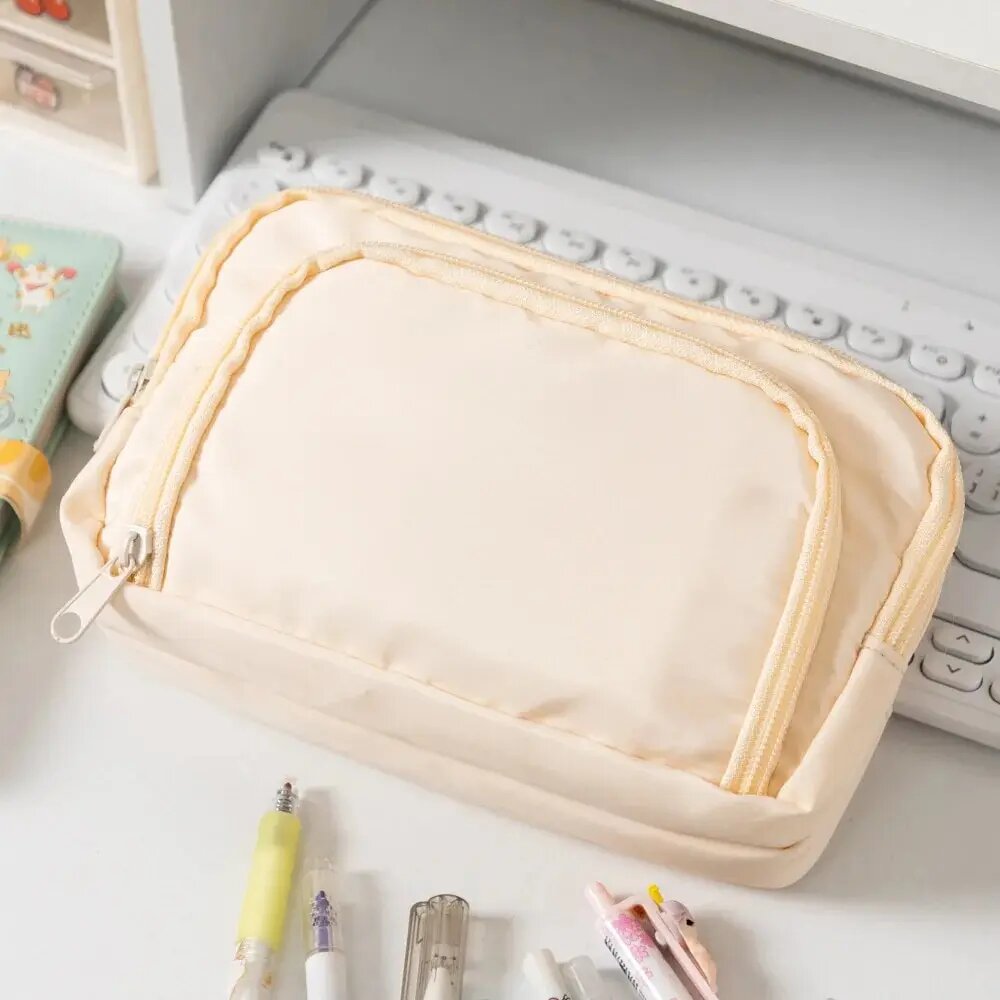 Большой тканевый пенал для школьников Beige