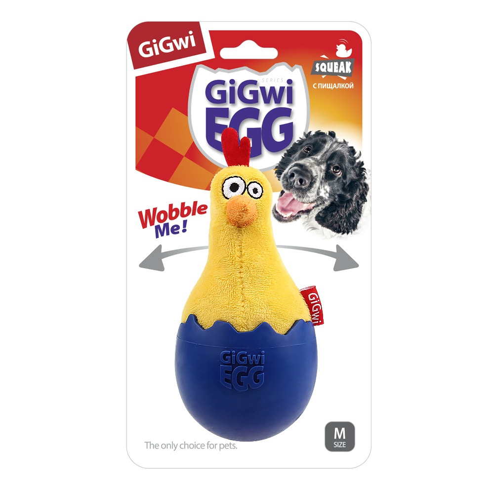 GiGwi 75476 Игрушка для собак Цыпленок-неваляшка с пищалкой