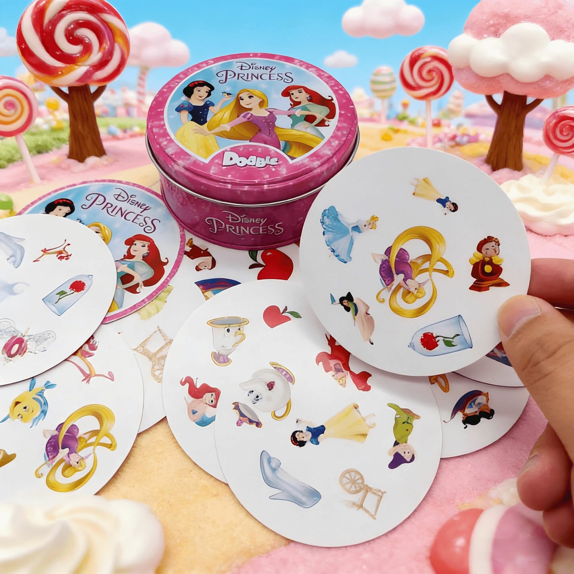 Настольная игра Dobble Disney Princess (Доббль Принцессы Диснея) в жестяной коробке, развивающая игра в карты на внимание для детей, подарок на День рождения, 8 Марта, Новый год и праздники