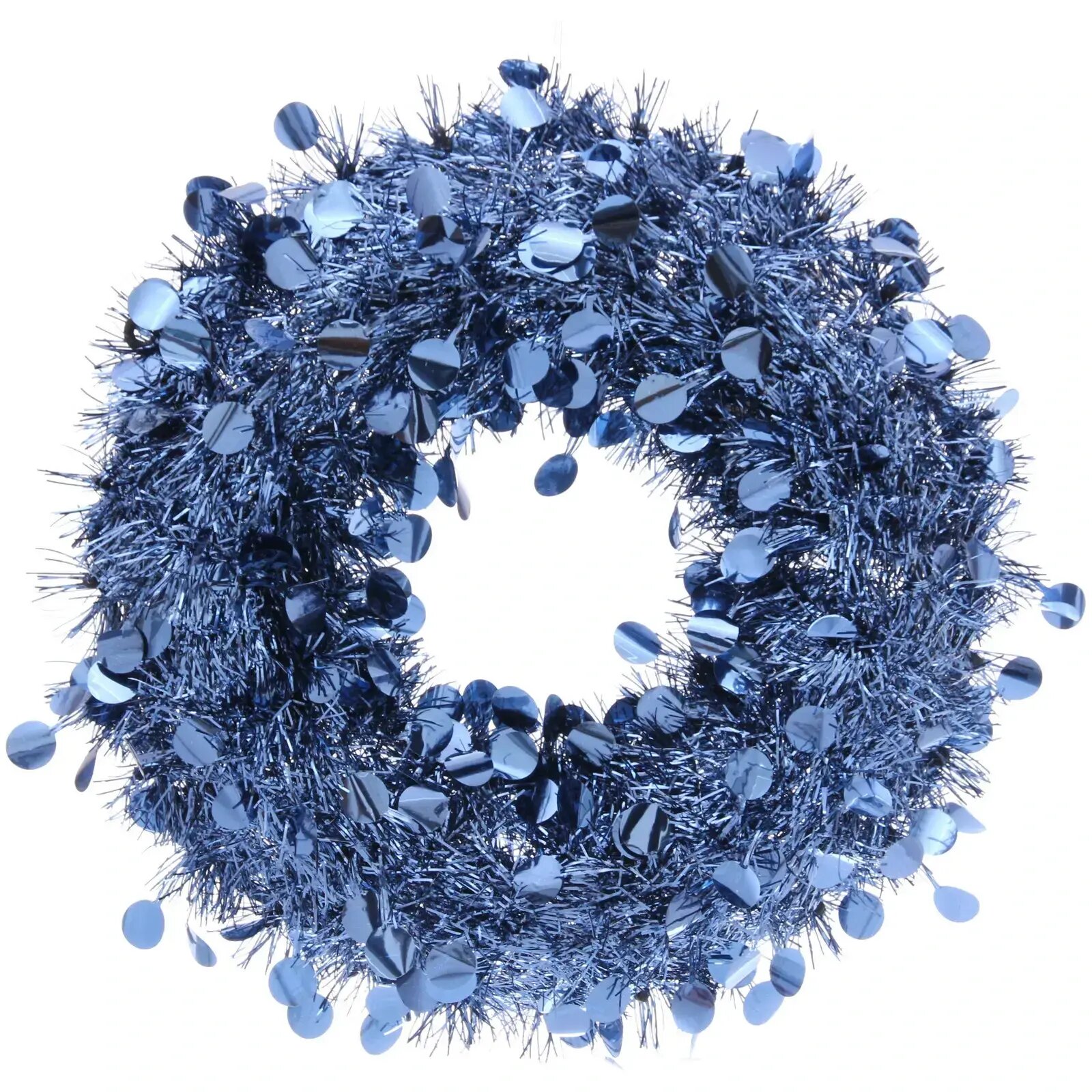 Венок декоративный TINSEL «Изящный блеск» 38 см, синий, блестящий, ПВХ