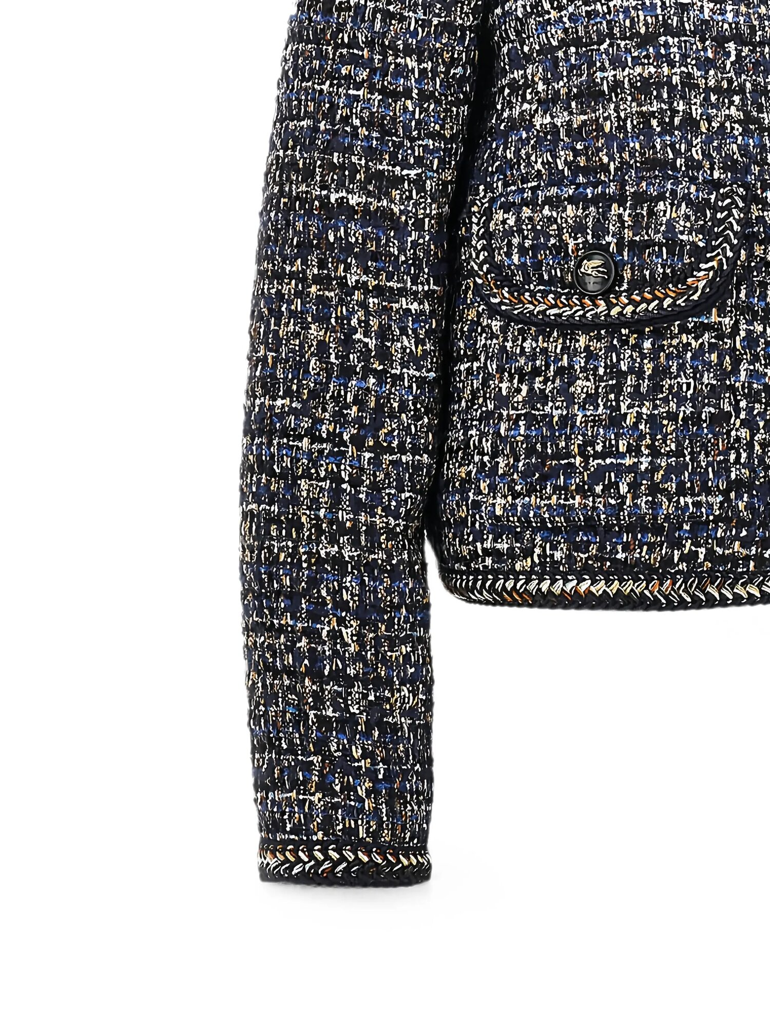 Куртка ETRO Tweed-effect button-up jacket, размер 44, blue — фото 1
