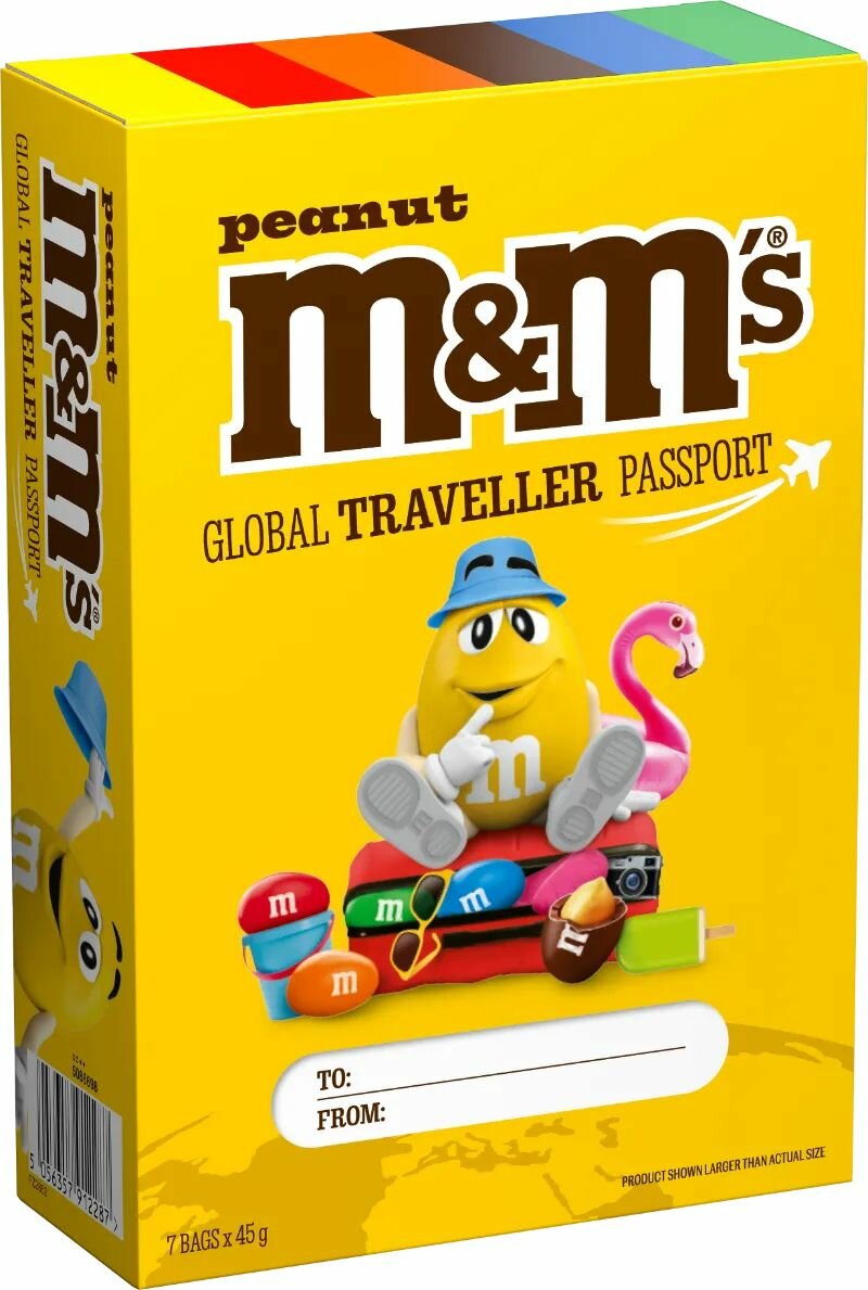 Шоколадные драже M&M'S Crispy Global Traveller Passport с арахисовой начинкой, 7х45 г - 5056357912287