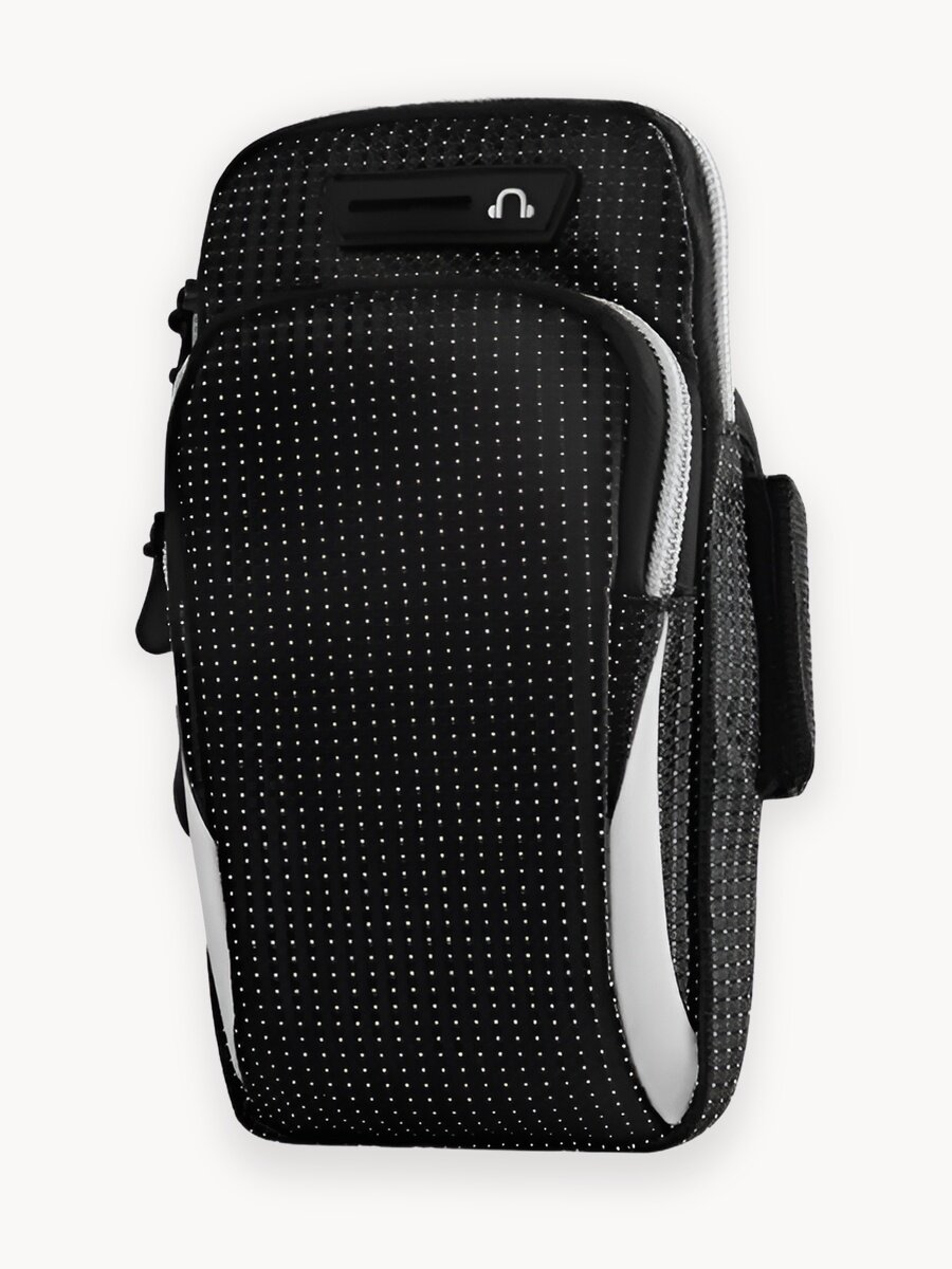 Сумка чехол для телефона на руку черный с серым / Спортивный чехол для бега на руку влагозащитный