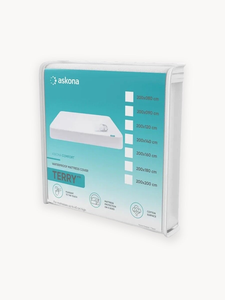 Чехол на матрас Askona (Аскона) Protect-a-Bed Terry 90x190x35,6, белый