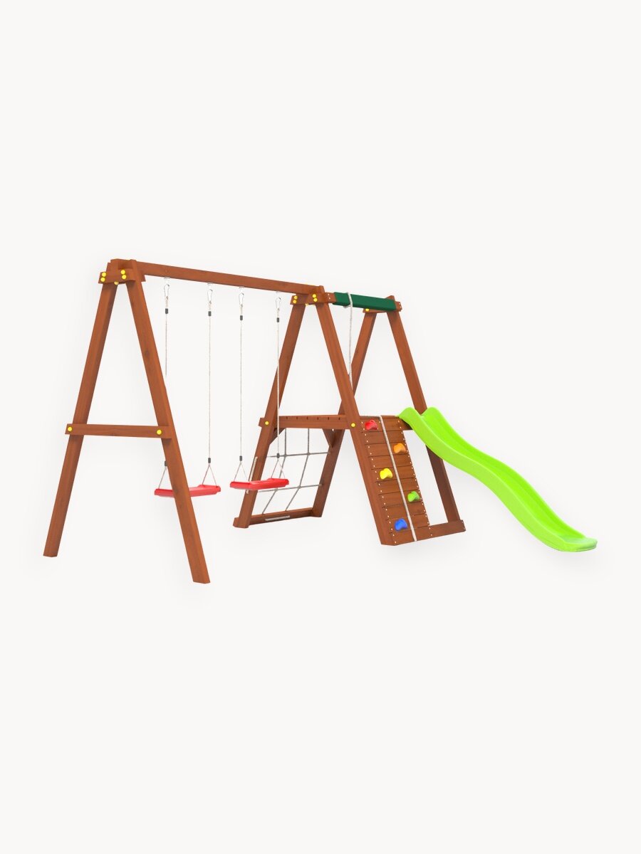 Детская площадка Савушка "TooSun 1", дерево/пластик, горка, скалодром, качели, 180х270х190 см