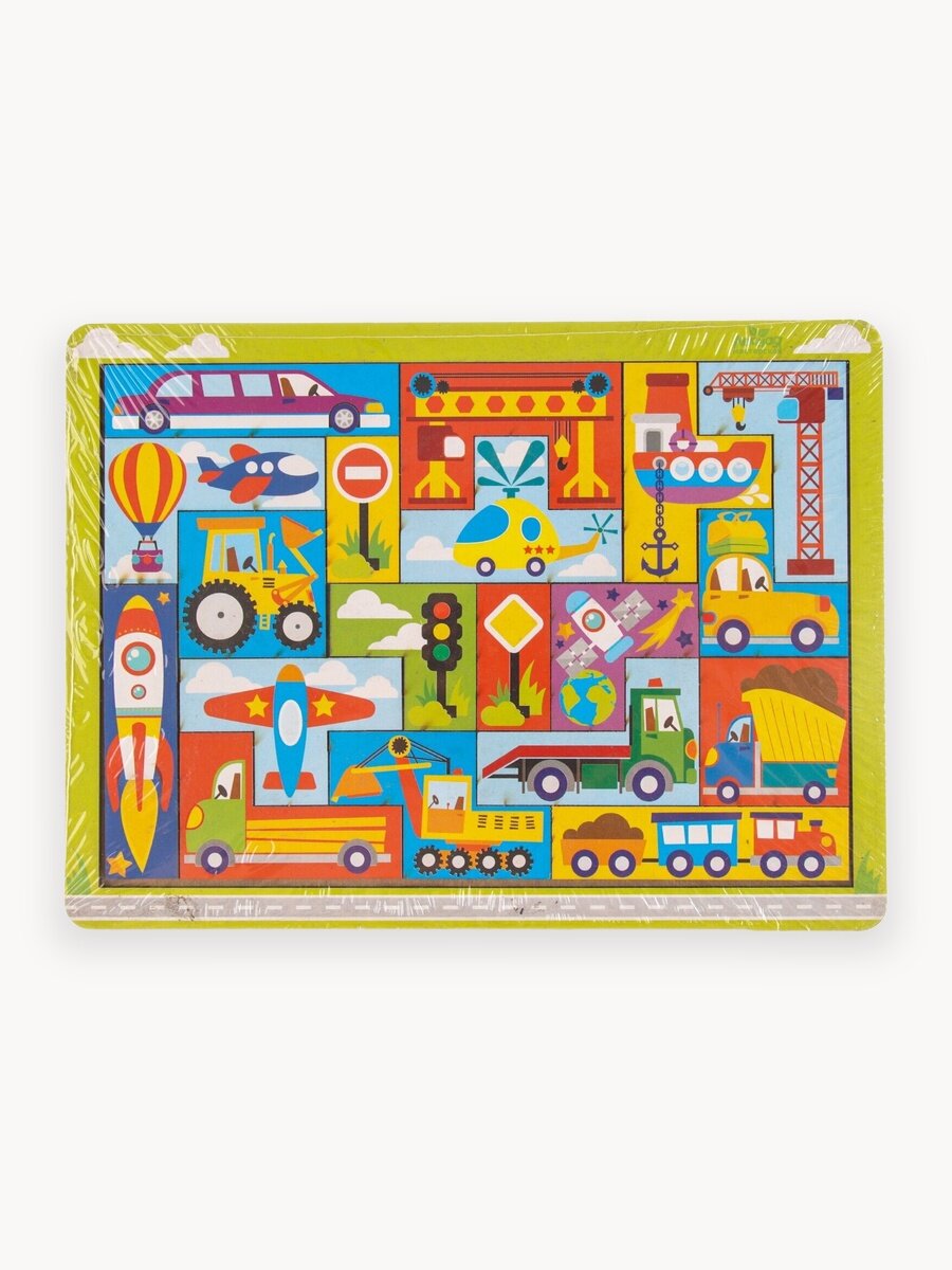 Головоломка "Транспорт" тетрис-пазл, дерево, от 3 лет, Лесная мастерская