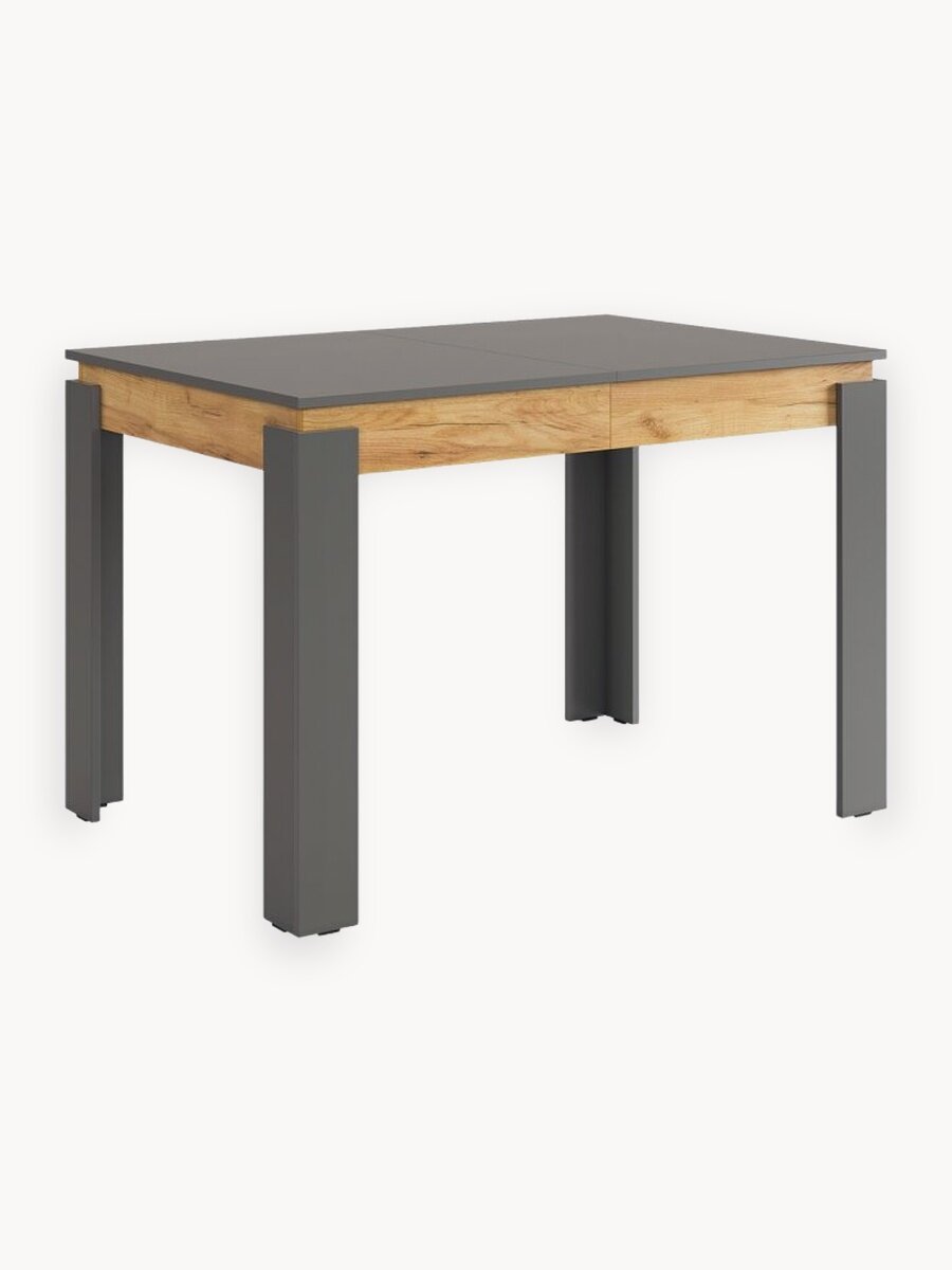 Стол обеденный раздвижной Гермес 2, Графит/дуб крафт золотой, 112*75*76 см.