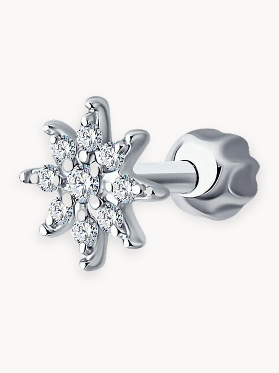 Моносерьга, белое золото, 585 проба, бриллиант