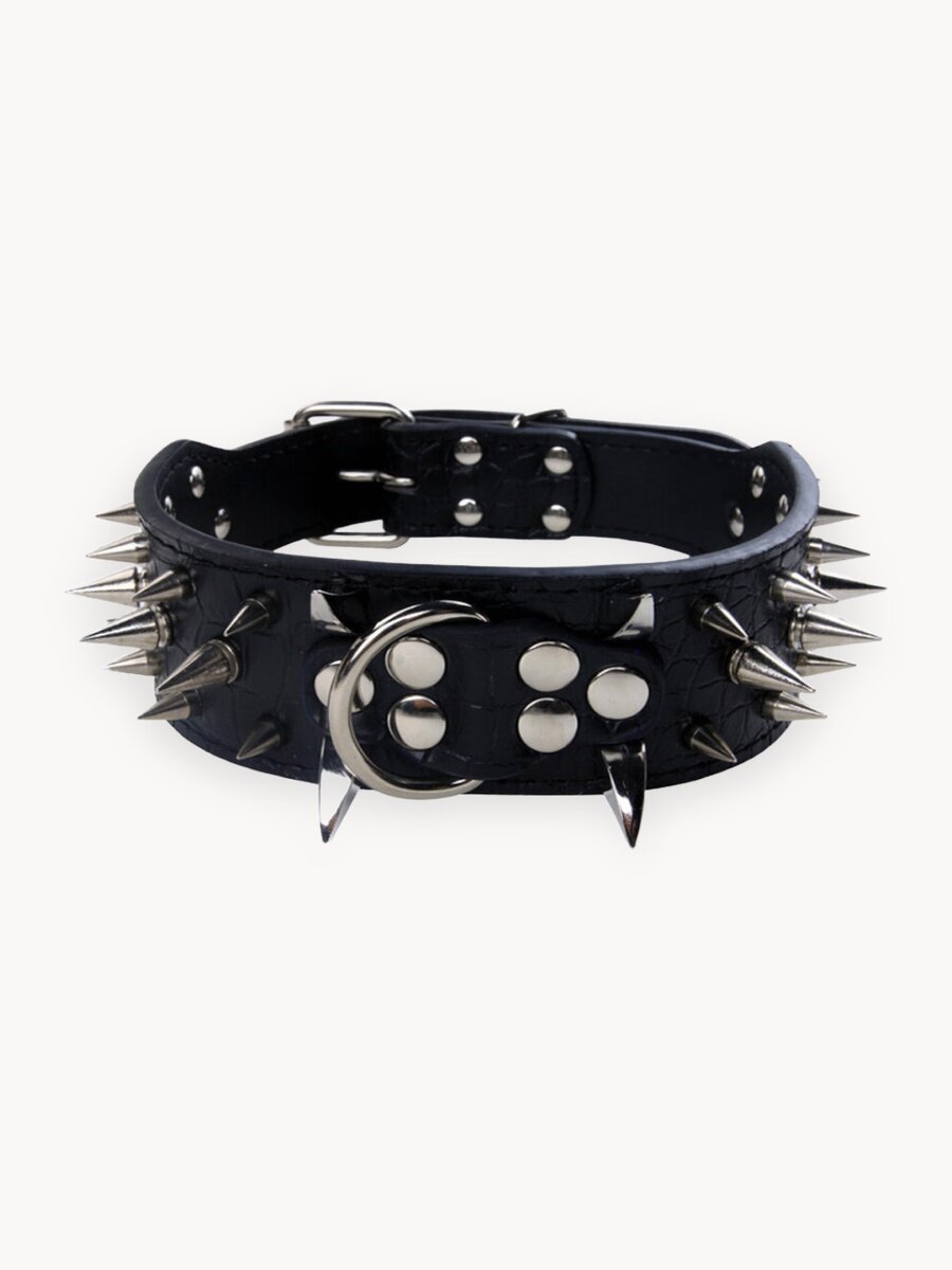 Ошейник с шипами для собак крупных и средних пород, черный, размер L