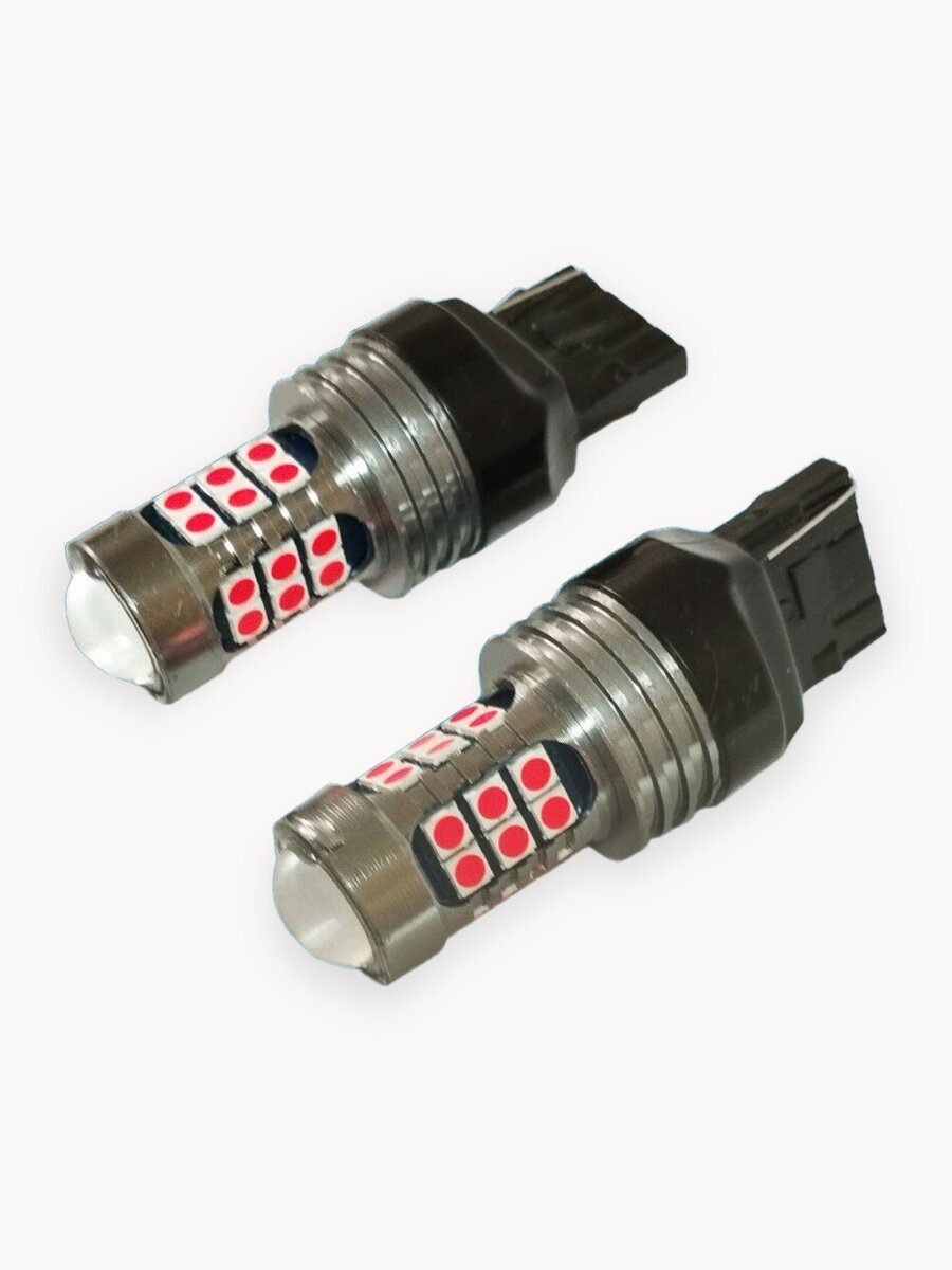 Автомобильные светодиодные лампы с линзой LED T20 W21W 7440 1400K яркий Красный свет стоп-сигнала для автомобиля, 2 шт.